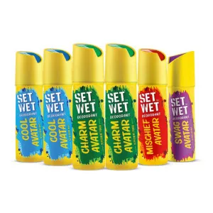 Set Wet Deodorant & Body Spray Pack of 6 - For Men (900 ml) - Flashprice