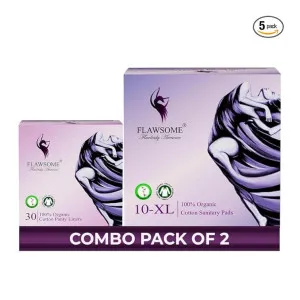 Flawsome Organic Sanitary Pads Toxin-Free Liner - 30 Pads-10 XL ...
