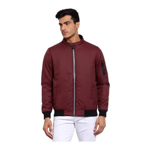 Style Quotient Men's Maroon Lightweight Outdoor Bomber Jacket - Flashprice